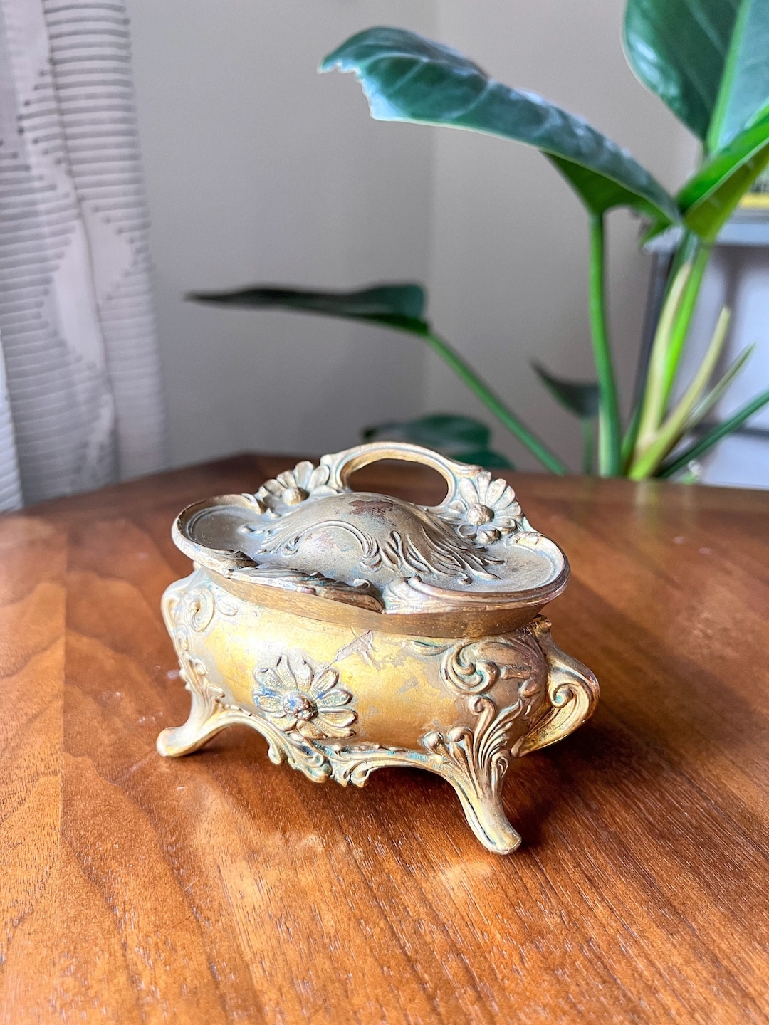 Antique Jewelry Casket, Art Nouveau Style Floral Jewelry Box, Free ...
