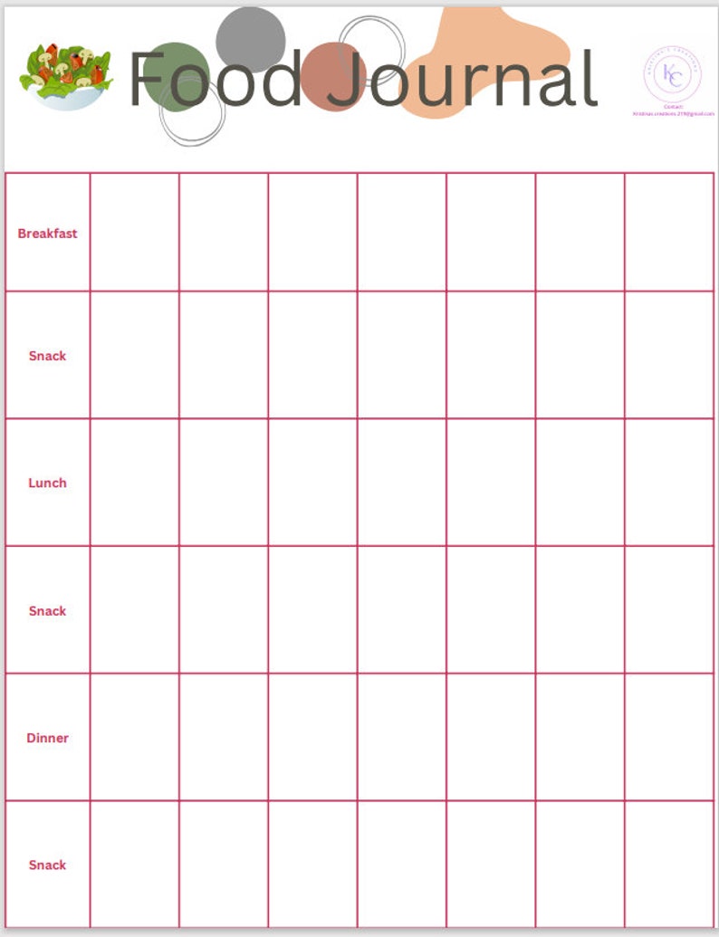 Food Journal and Body Measurements Bundle - Etsy