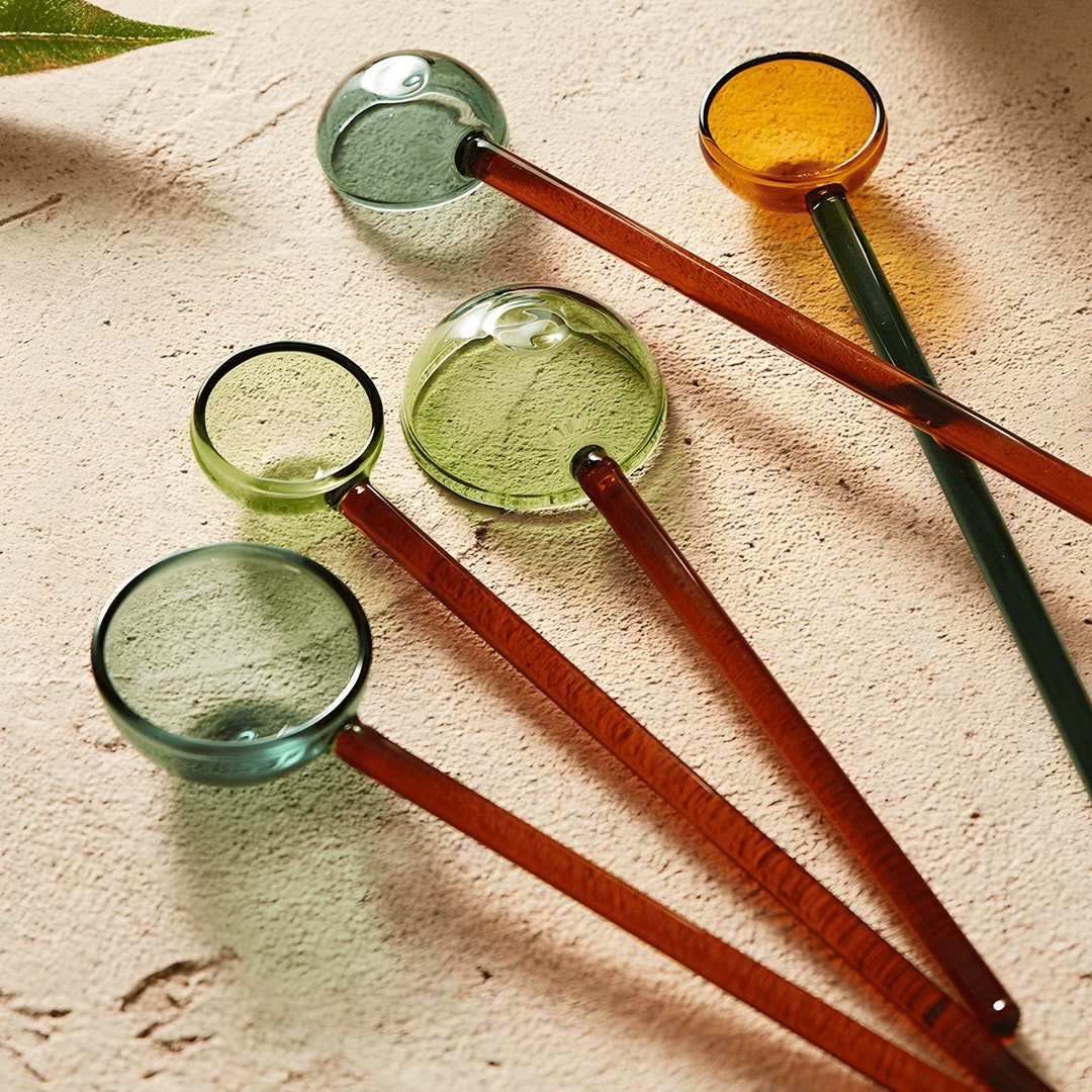 Colorful Glass Stirring Spoons, Reusable Retro Drink Stirrers, Handmade ...