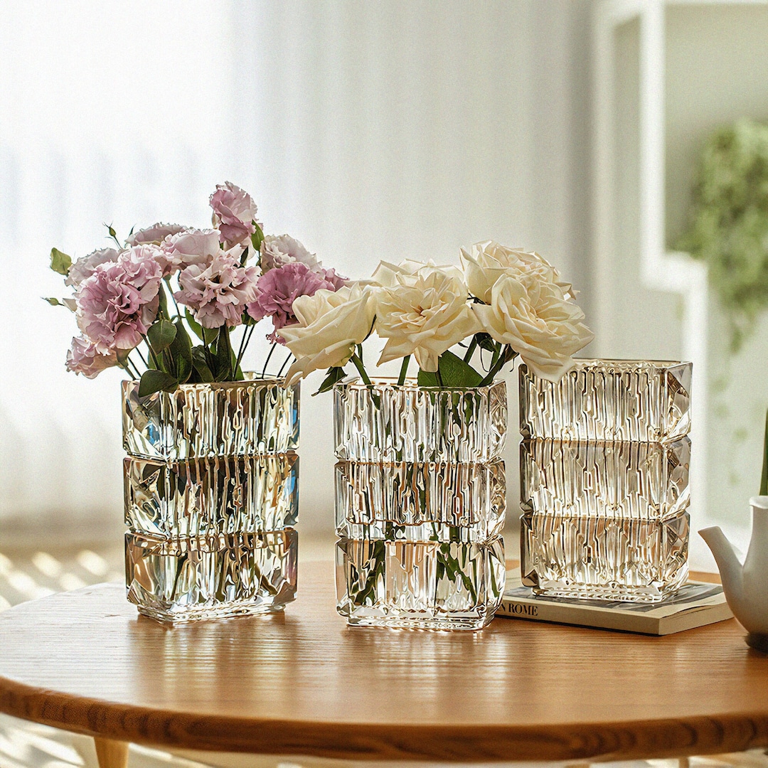 Rectangular Glass Vase for Flowers, Large Centrepiece Table Decor ...