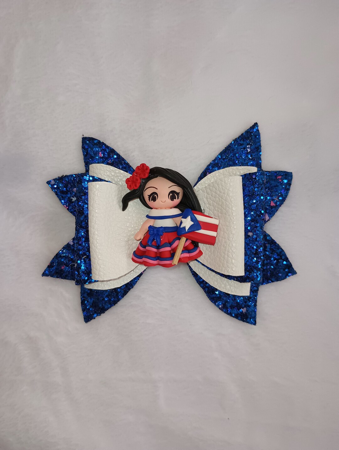 Puerto Rico Jibara Doll Bow, Puerto Rico Flag Bow, Jibara Dancer Puerto ...