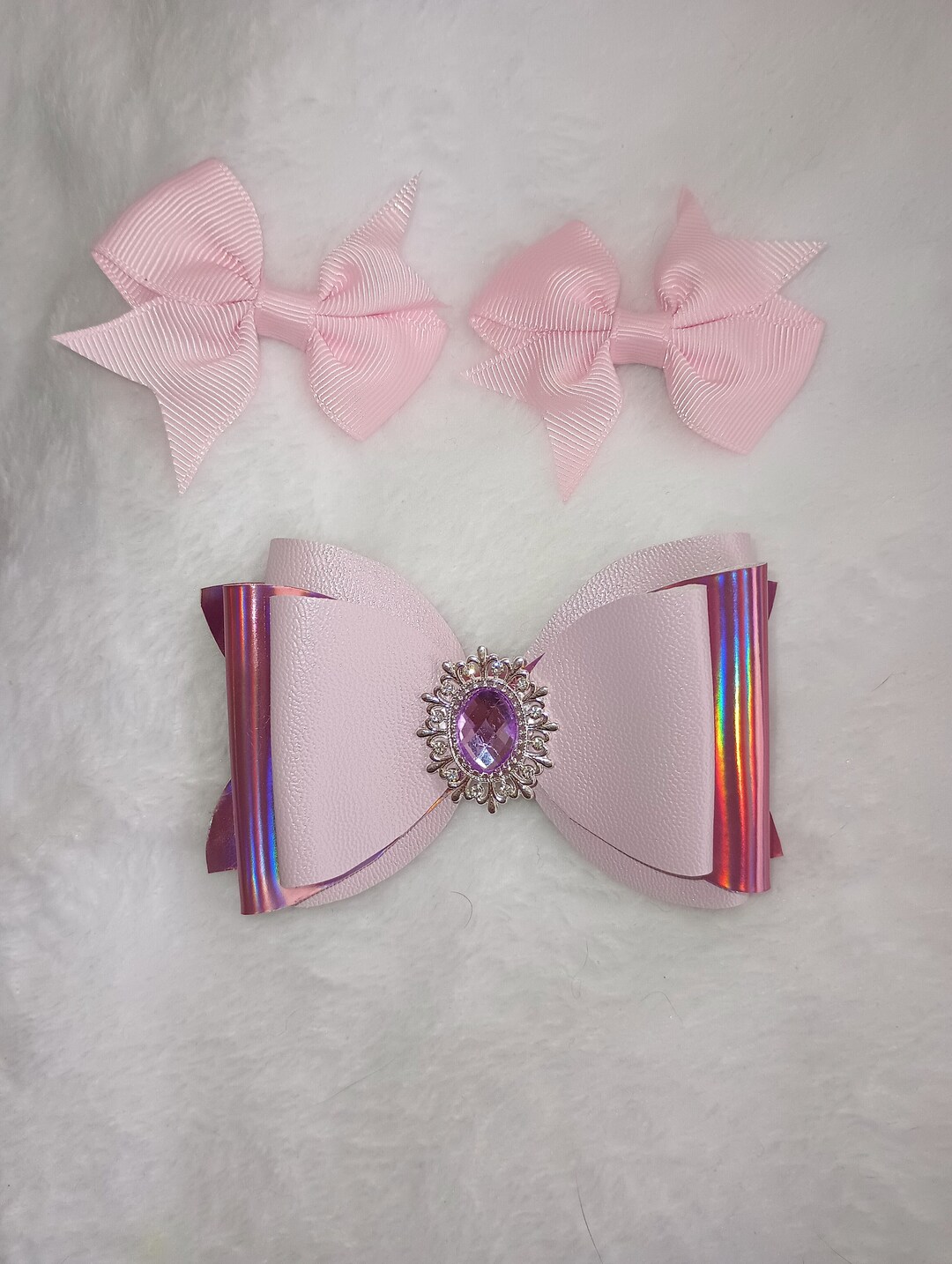 Elegant Luxurious Pink Metallic Diamond Princess Bow, Pastel Pink ...