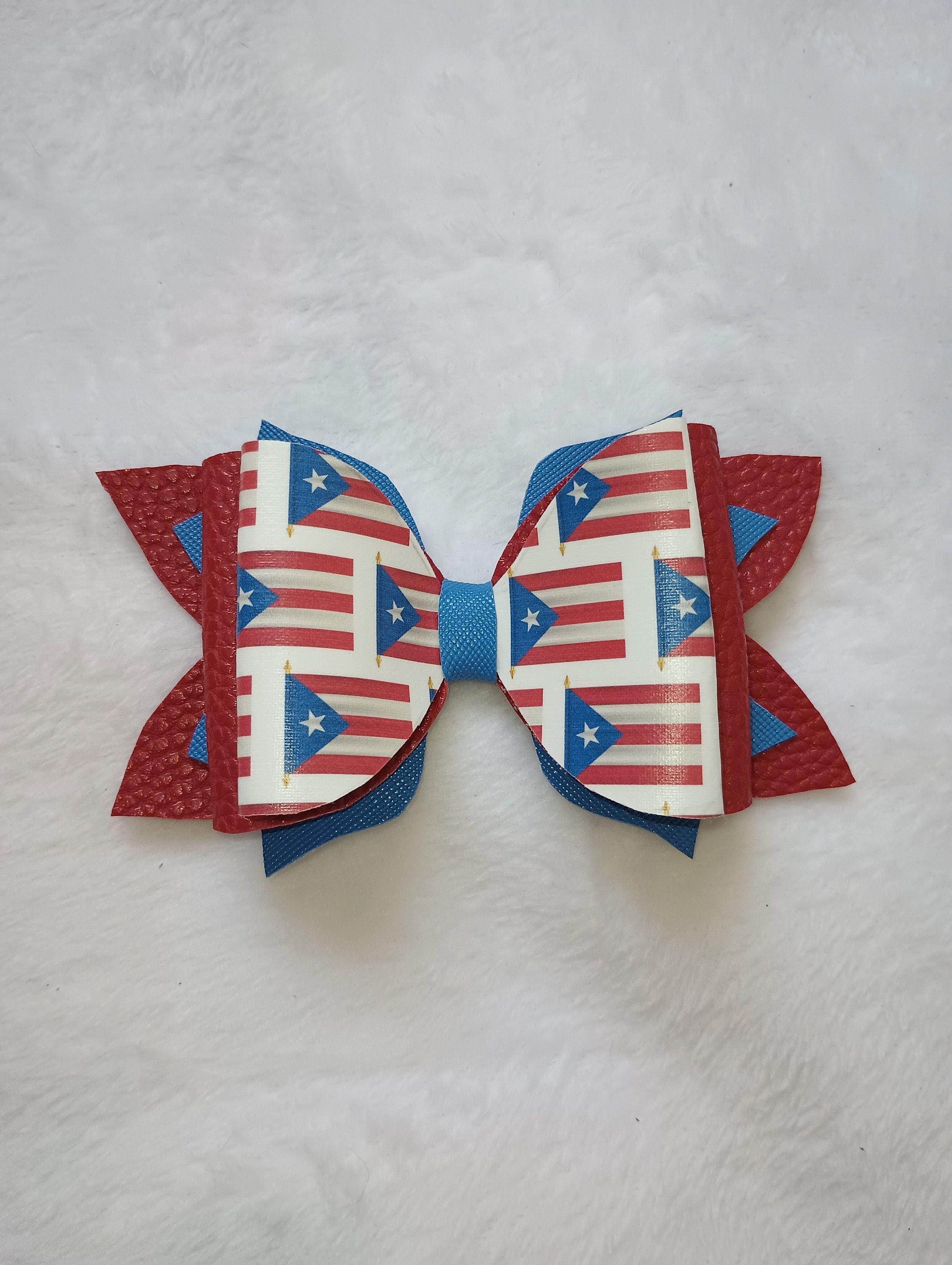 Large Puerto Rico Flag Hair Bow, Pig Tail Puerto Rico Flag Toddler Bow ...