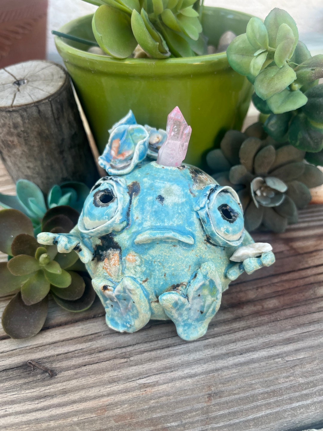 Enchanting Rock Crystal Troll Light up Glowing Ceramic Figurine ...