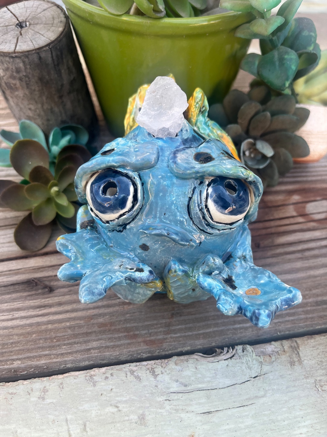 Enchanting Rock Crystal Troll Light up Glowing Ceramic Figurine ...