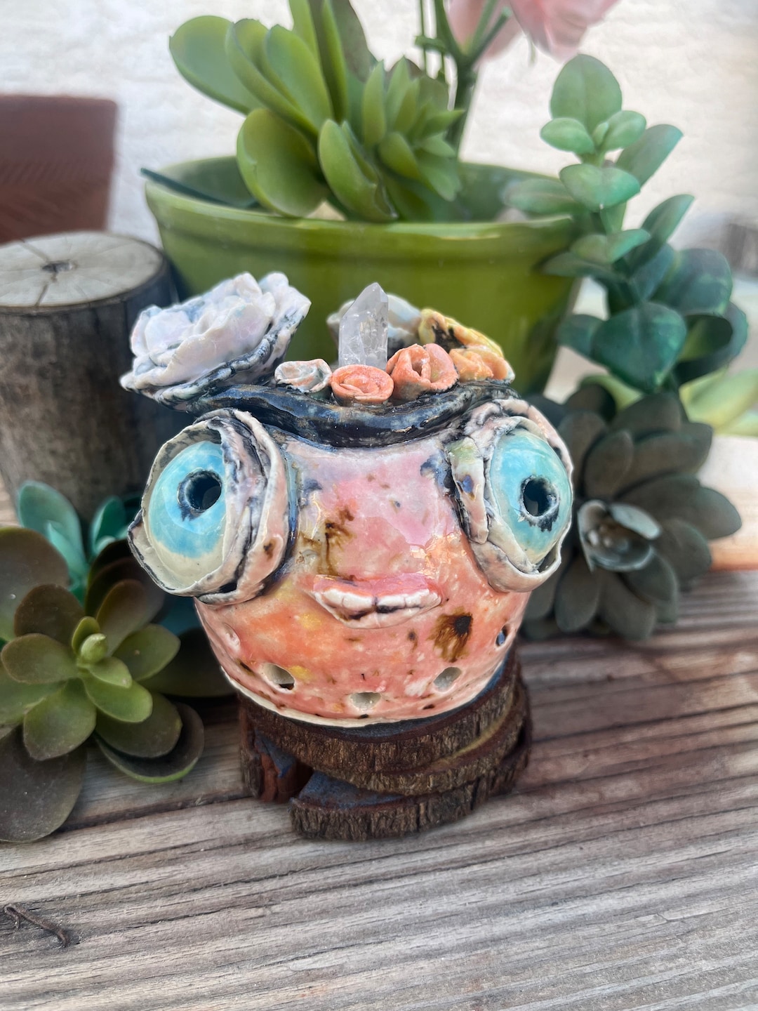 Enchanting Rock Crystal Troll Light up Glowing Ceramic Figurine ...