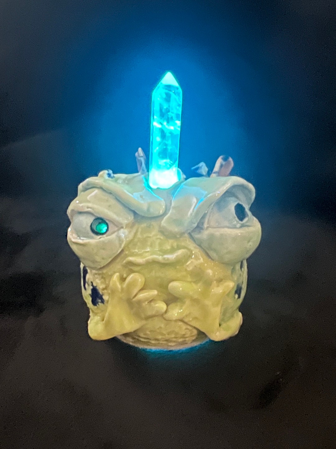 Enchanting Rock Crystal Troll Light up Glowing Ceramic Figurine ...