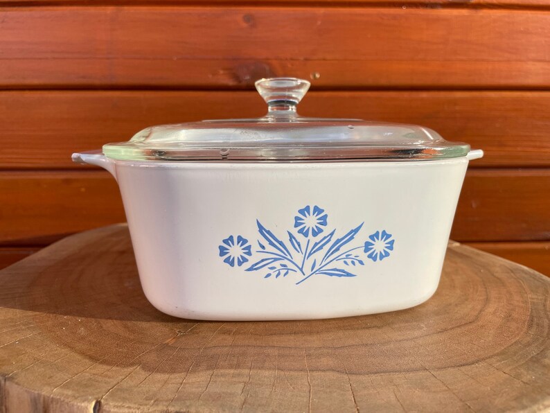 70s Pyrex/corningware Blue Flower Pattern 1qt Dish - Etsy
