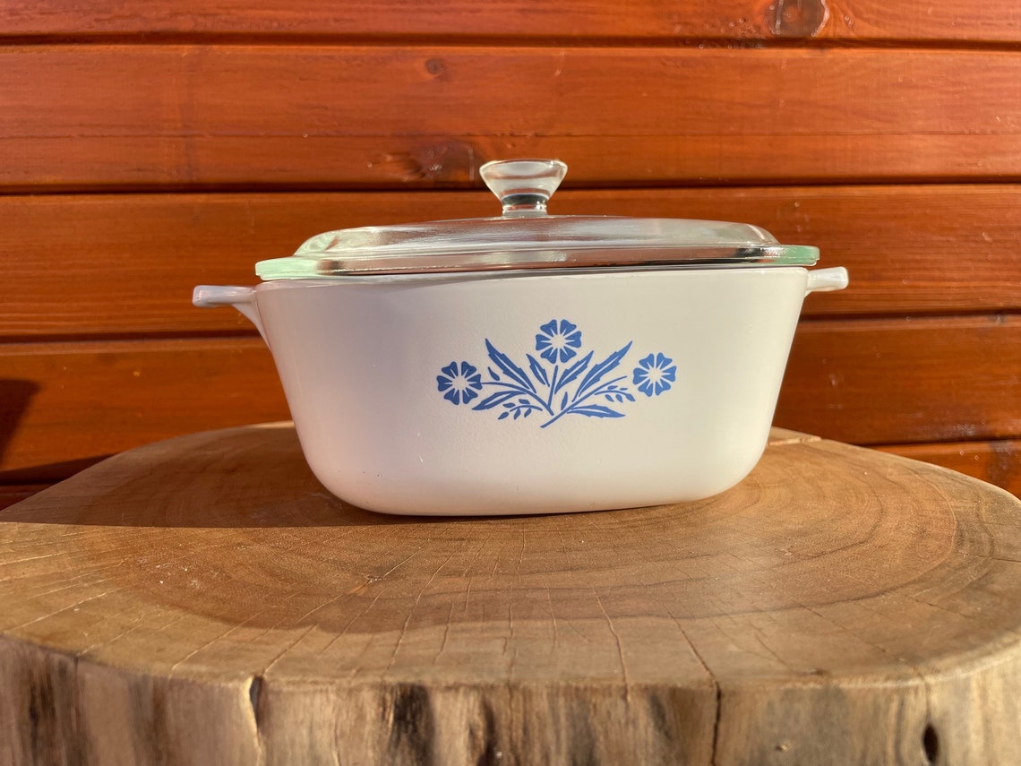 70s Pyrex/corningware Blue Flower Pattern 1qt Dish - Etsy