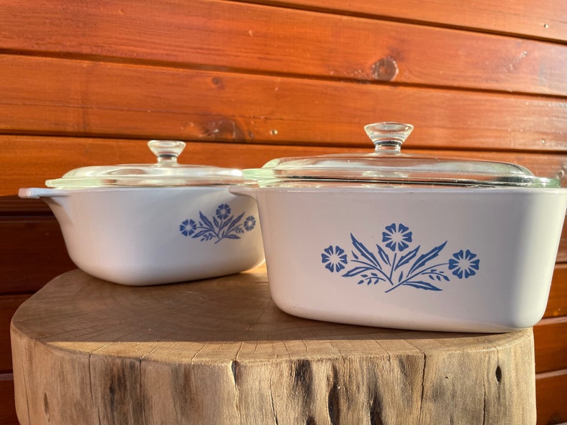 70s Pyrex/corningware Blue Flower Pattern 1qt Dish - Etsy