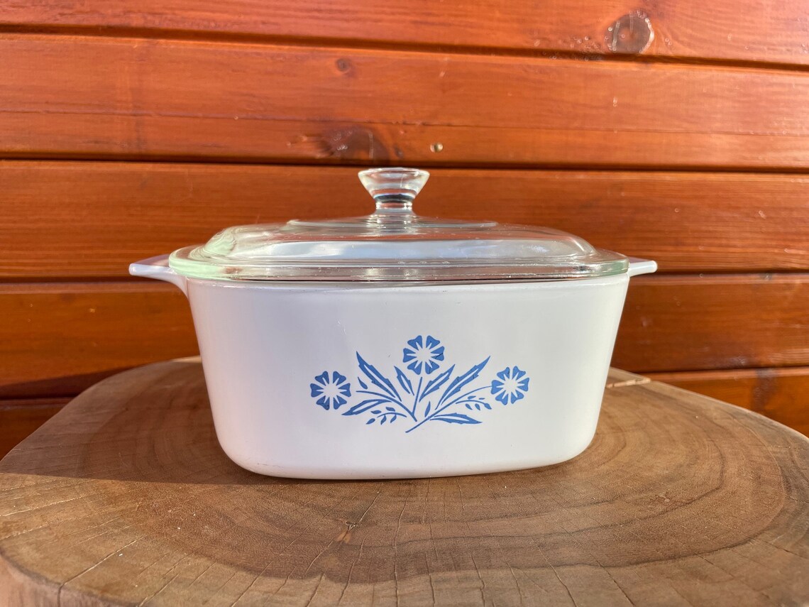 70s Pyrex/corningware Blue Flower Pattern 1qt Dish - Etsy