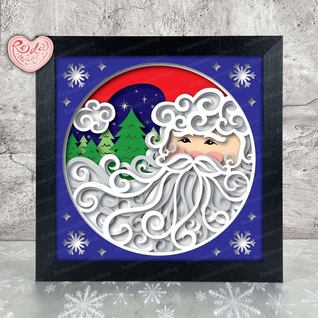 Santa Claus Shadow Box SVG, Svg for Cricut Projects, 3D Layered SVG ...