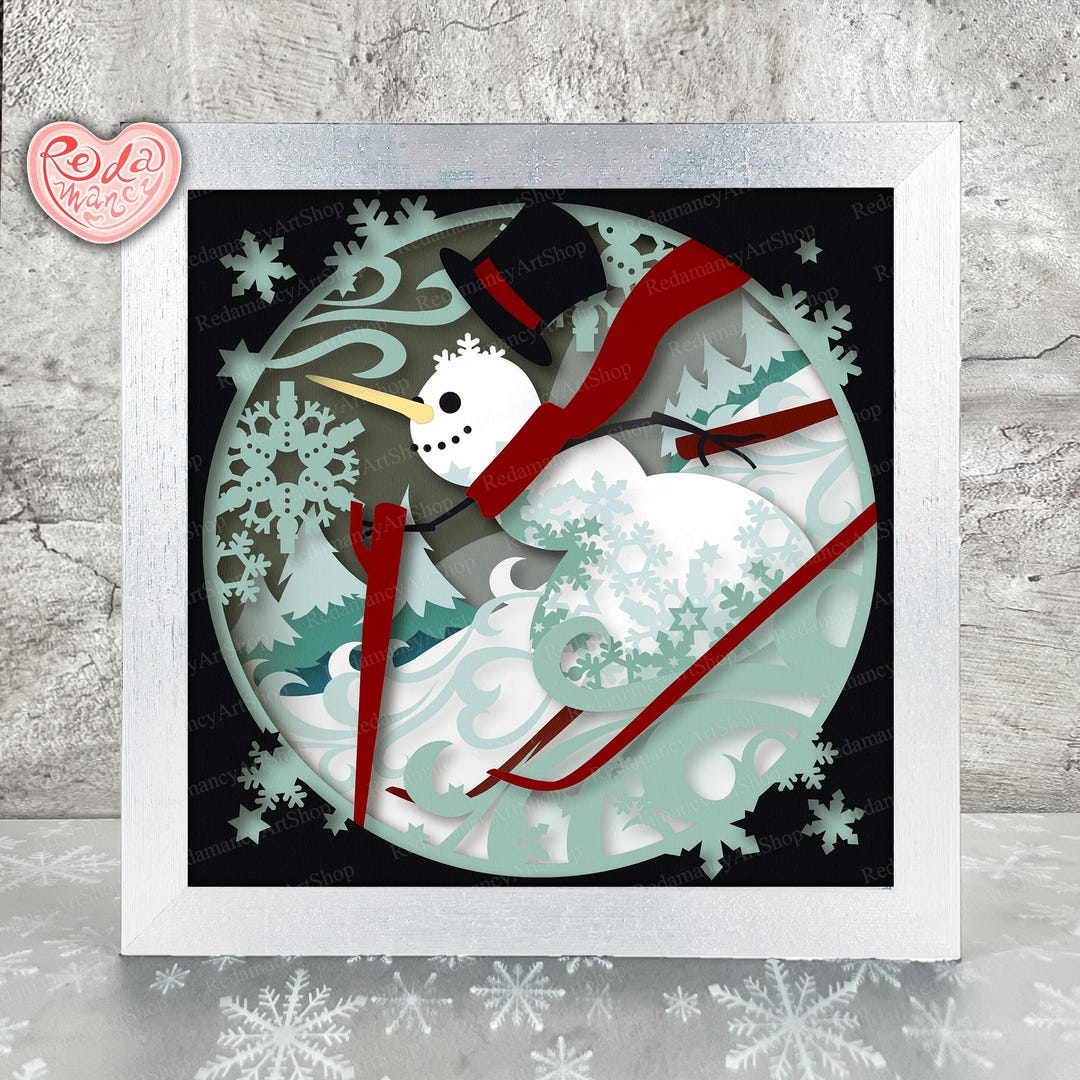 Christmas Snowman Shadow Box SVG, Svg for Cricut Projects, 3D Layered ...