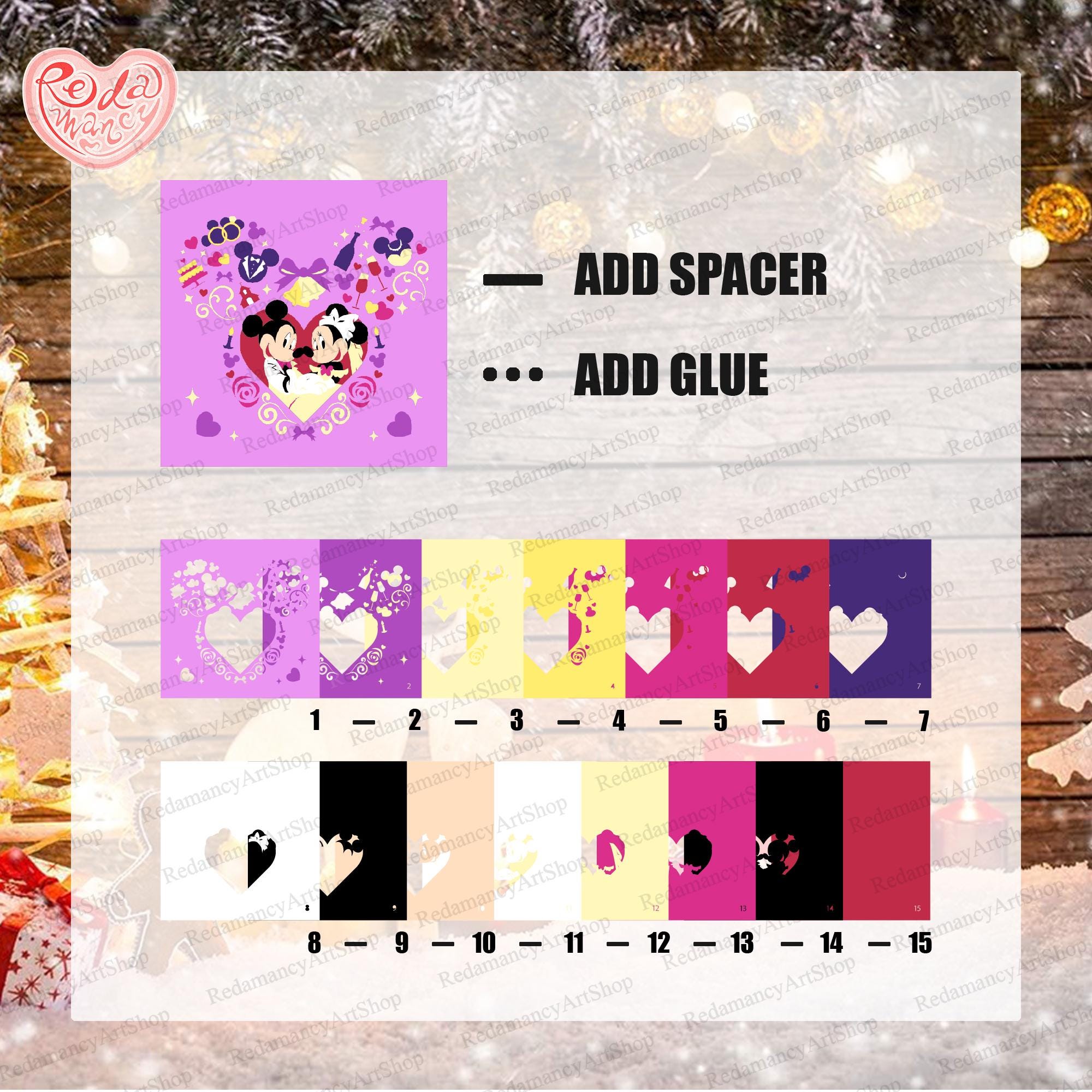 Wedding Mouse Couple Shadow Box SVG, Svg for Cricut Projects, 3D ...