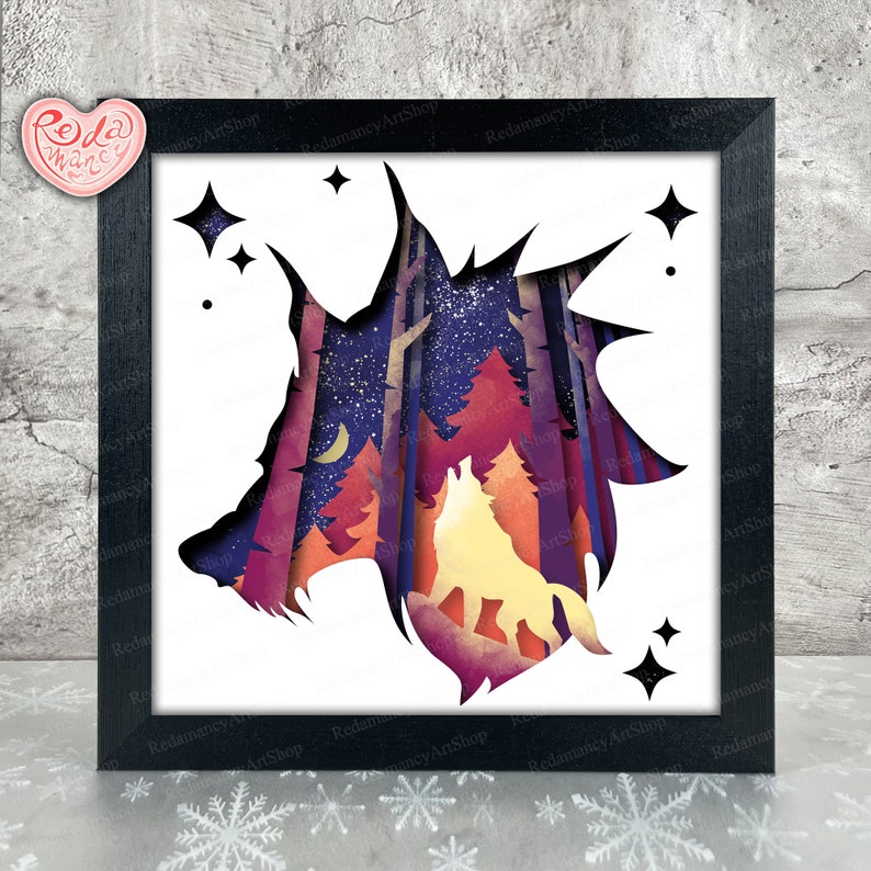 Wolf Shadow Box SVG, Svg for Cricut Projects, 3D Layered SVG, Wolf 3D ...