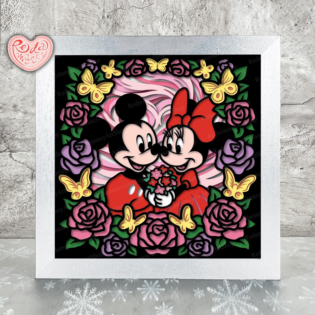 Couple Mouse Spring Shadow Box SVG, Svg for Cricut Projects, 3D Layered ...