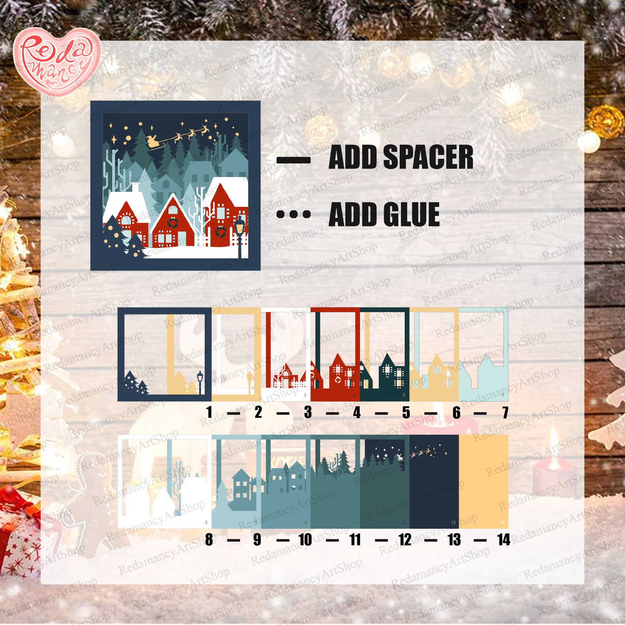Winter Village Shadow Box SVG, Svg for Cricut Projects, 3D Layered SVG ...