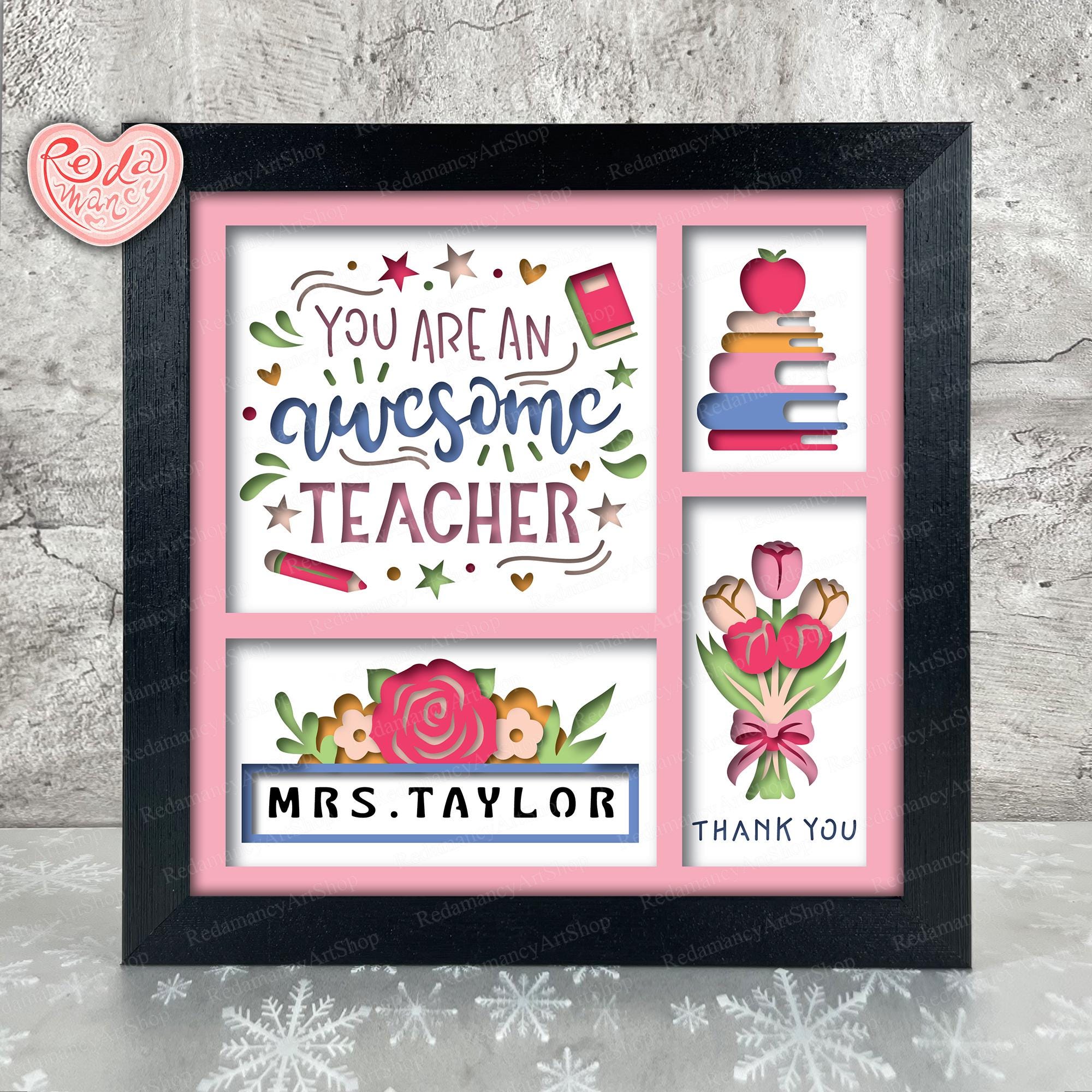 Personalized Teacher's Name Shadow Box SVG , Svg for Cricut Projects ...