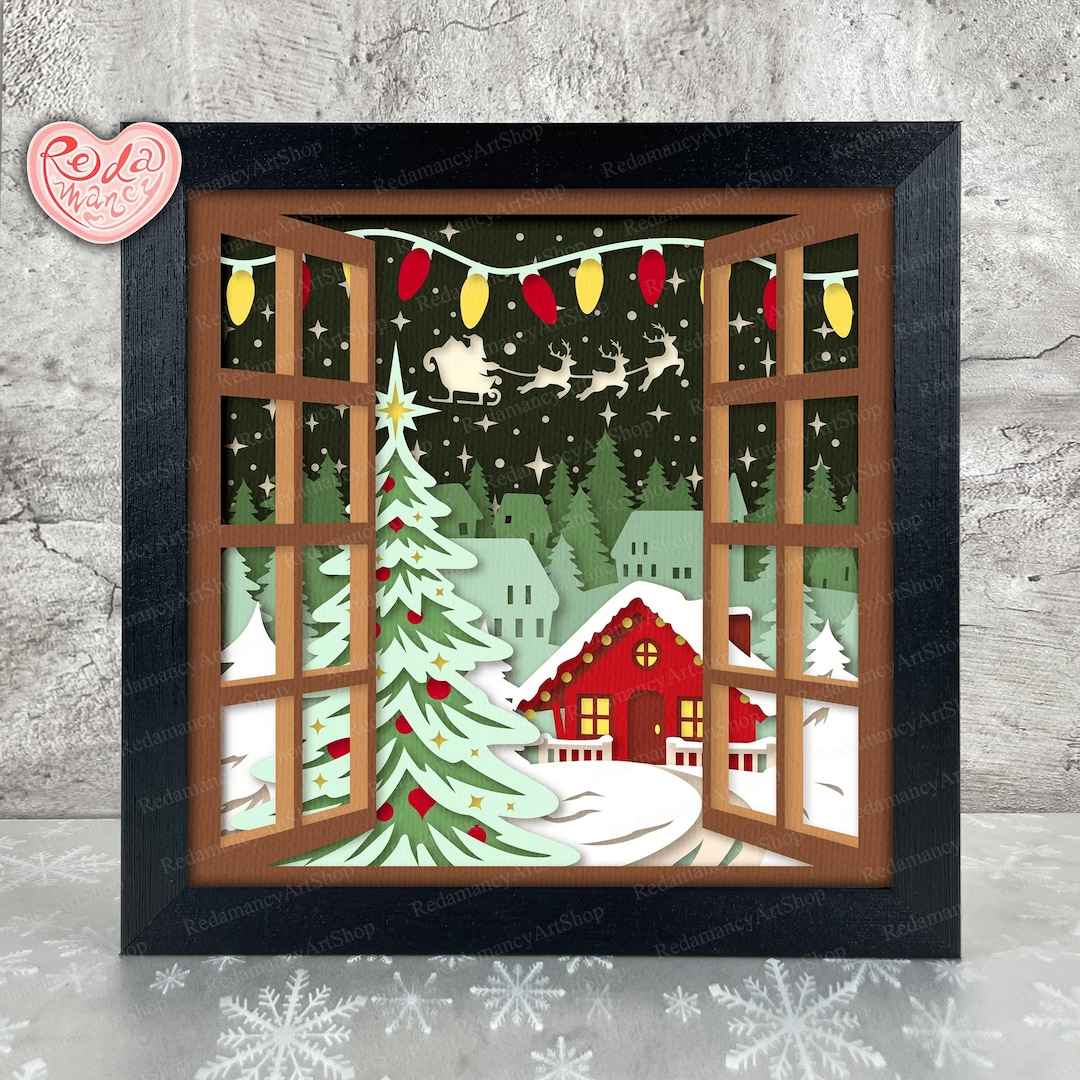 Winter Village Shadow Box SVG, Svg for Cricut Projects, 3D Layered SVG ...