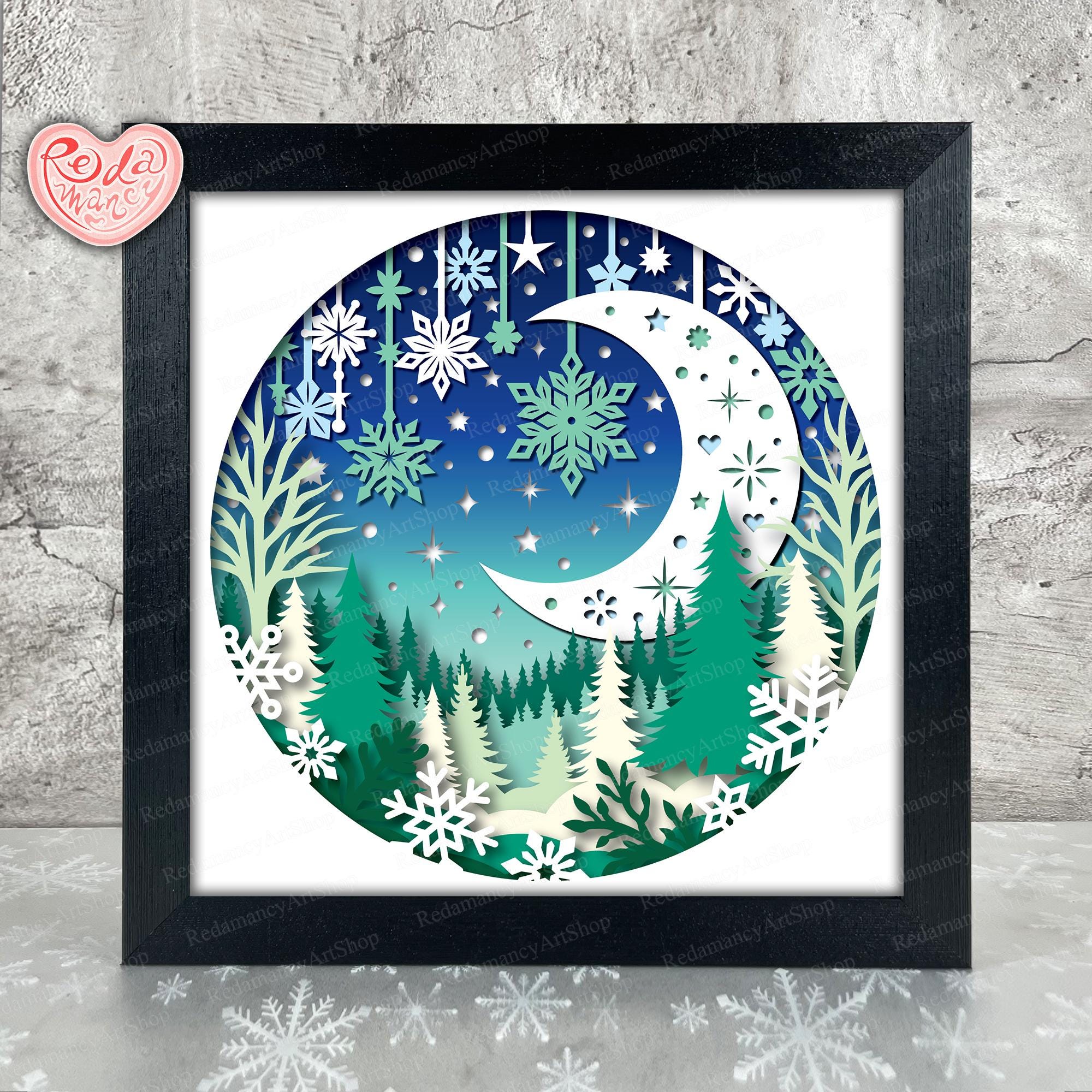 Winter Forest Shadow Box SVG, Svg for Cricut Projects, 3D Layered SVG ...