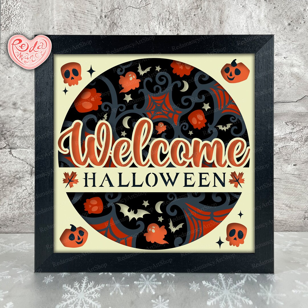 Welcome Halloween Shadow Box SVG, Svg for Cricut Projects, 3D Layered ...