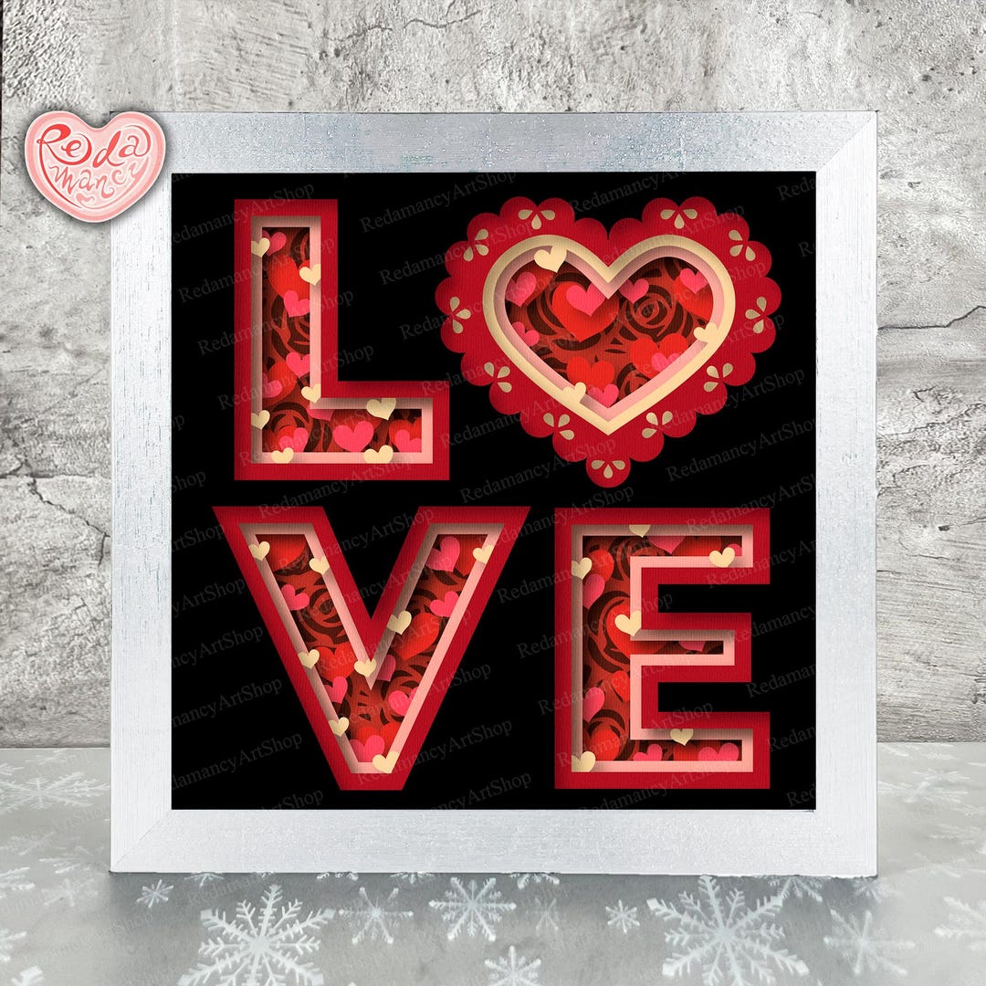Love Shadow Box SVG, Svg for Cricut Projects, 3D Layered SVG, Valentine ...