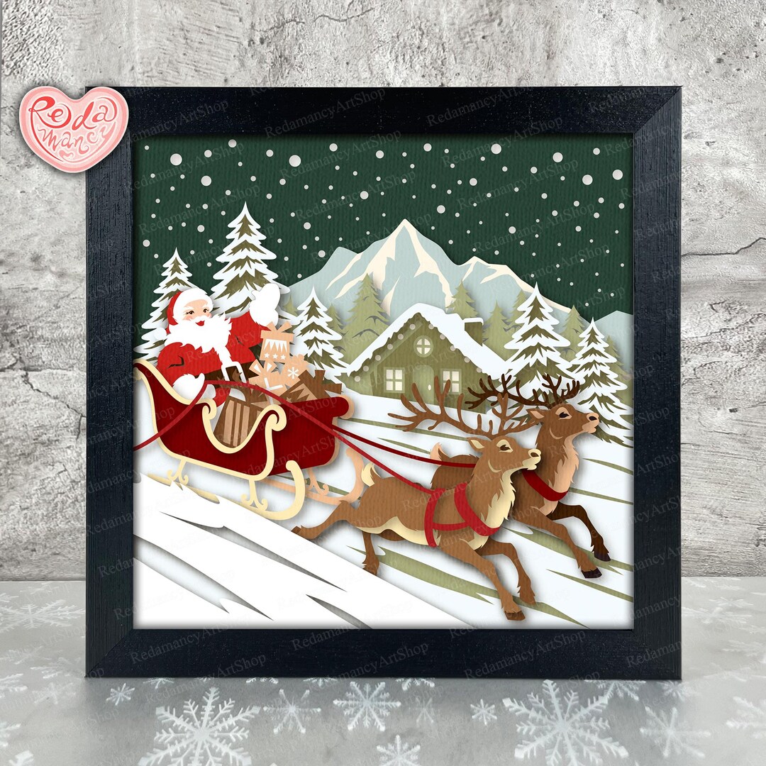 Santa Claus Shadow Box SVG, Svg for Cricut Projects, 3D Layered SVG ...