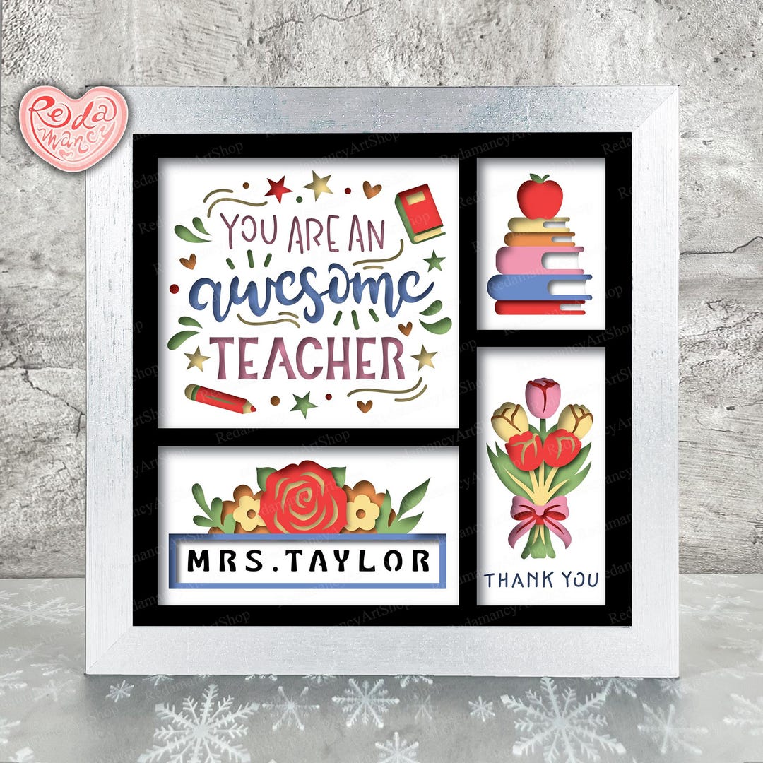 Personalized Teacher's Name Shadow Box SVG , Svg for Cricut Projects ...