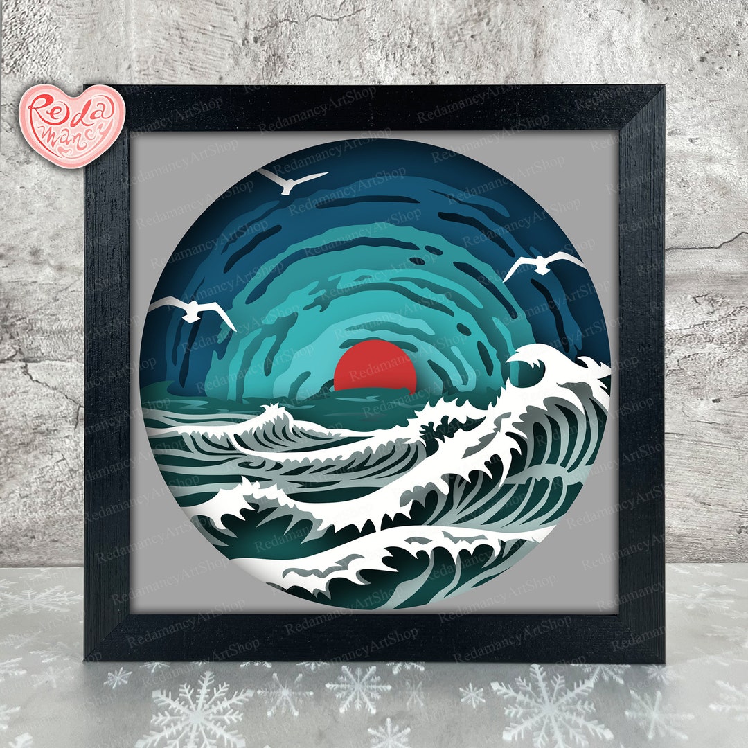 Ocean Waves Shadow Box SVG, Svg for Cricut Projects, 3D Layered SVG ...