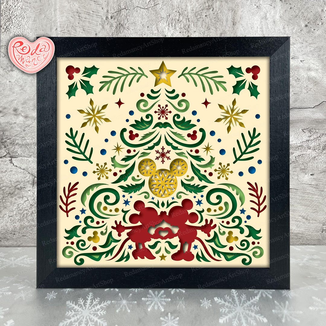 Christmas Mouse Couple Shadow Box SVG, Svg for Cricut Projects, 3D ...