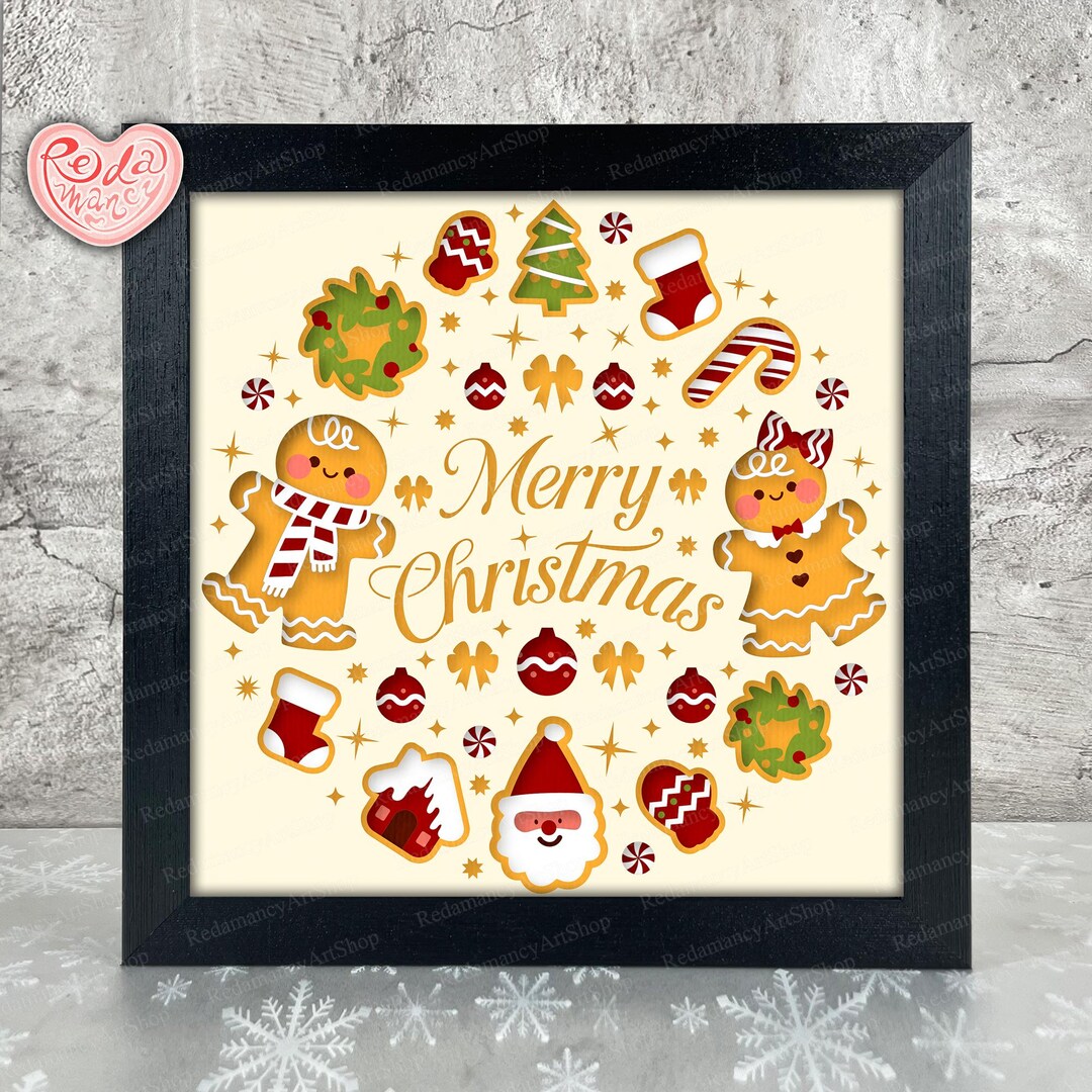 Gingerbread Shadow Box SVG, Svg for Cricut Projects, 3D Layered SVG ...