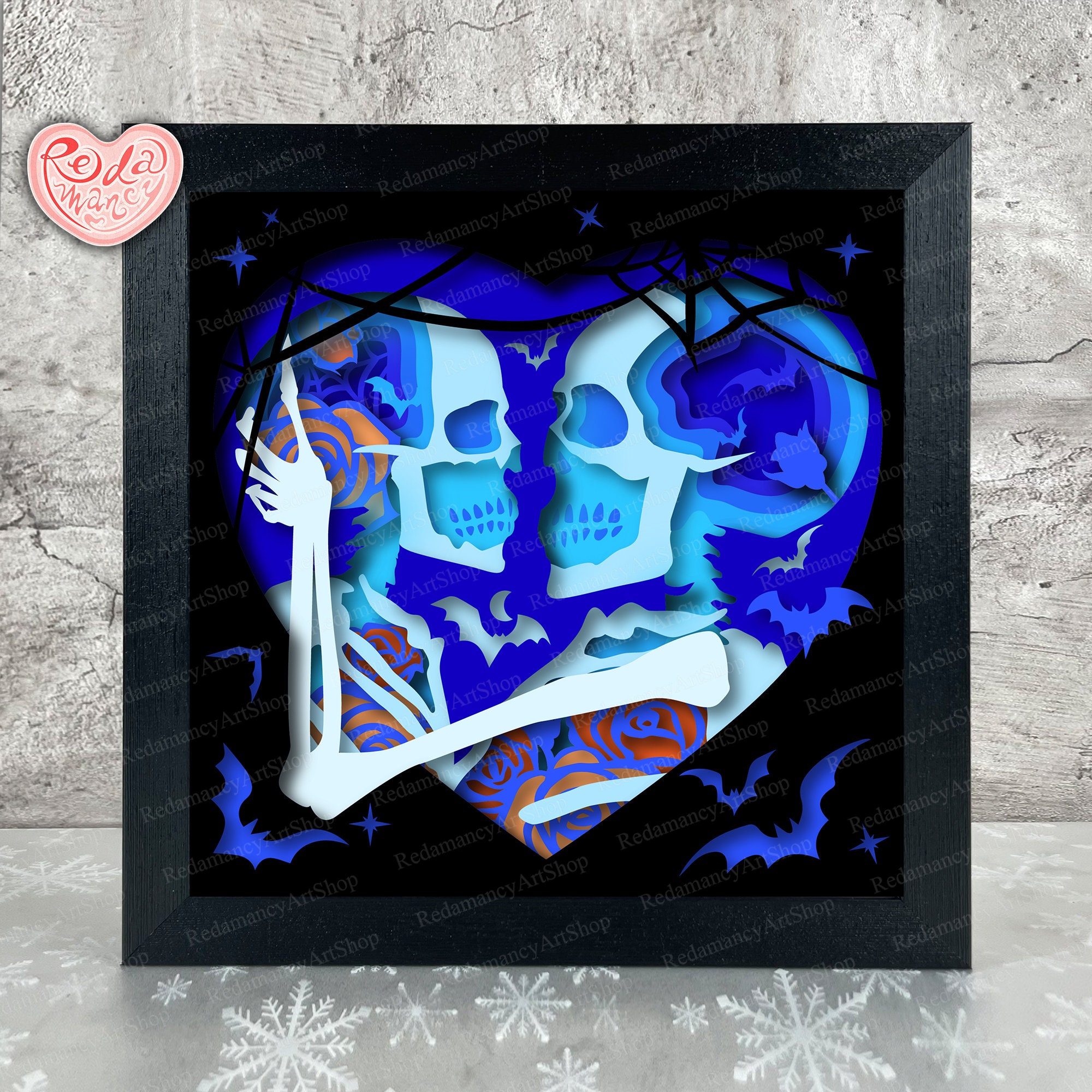 Skeletons Couple Shadow Box SVG, Svg for Cricut Projects, 3D Layered ...