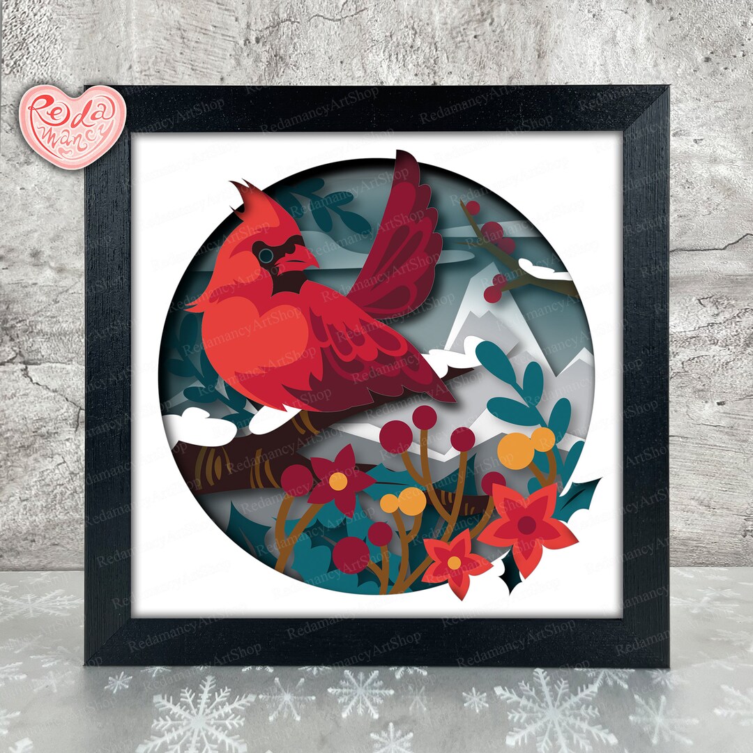 Cardinal Shadow Box SVG, Svg for Cricut Projects, 3D Layered SVG ...