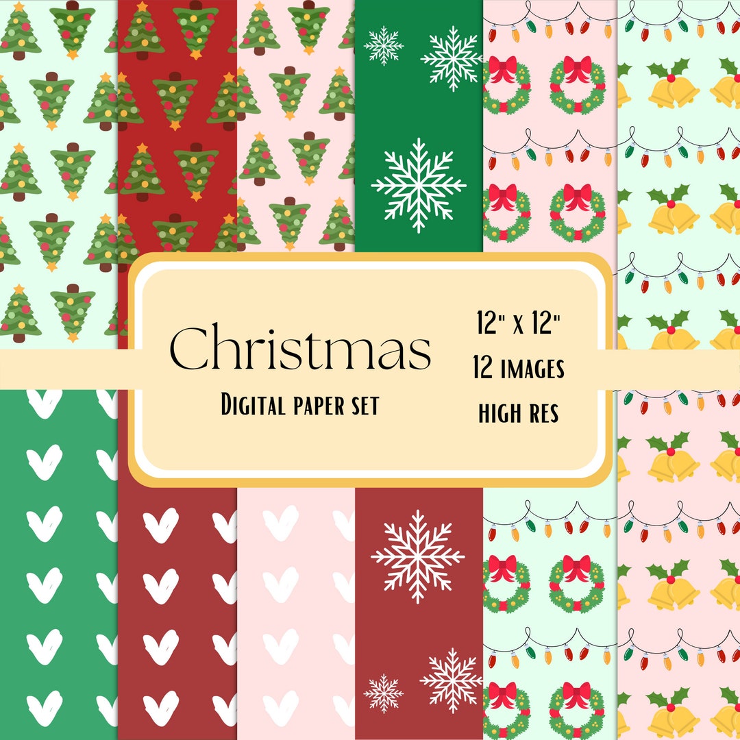 Christmas Digital Paper Commercial Use | Christmas Papers | Digital ...