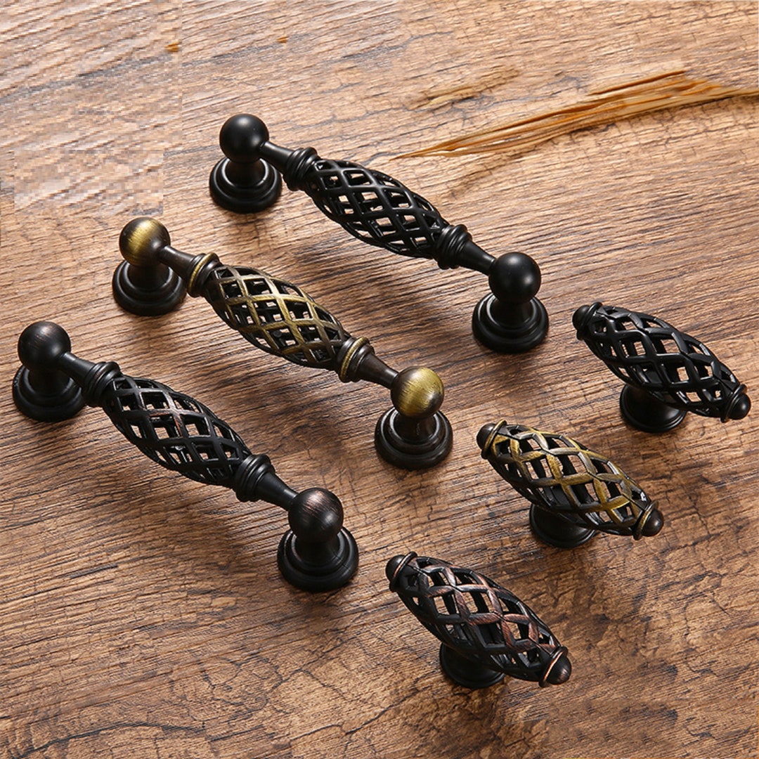 Bronze Vintage Antique Cabinet Handles Hollow Out Birdcage Cabinet ...