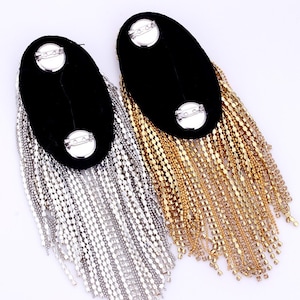 Only 1PC Decorative Shoulder Pad Jewelry Tassel Rhinestones Gold ...