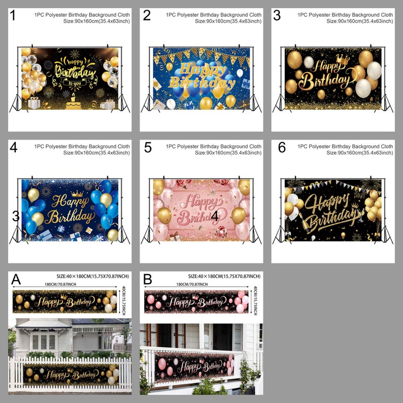 Happy Birthday Backdrop Banner Photo Background Wall Party - Etsy Australia