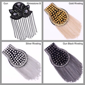 Only 1PC Decorative Shoulder Pad Jewelry Tassel Rhinestones Gold ...