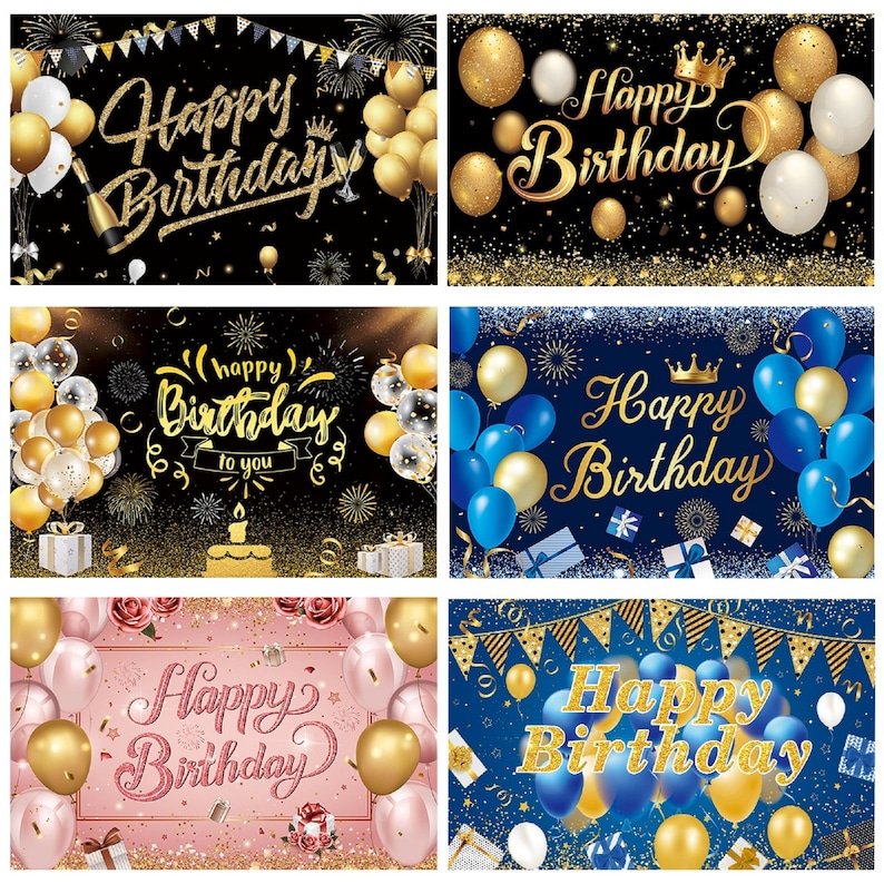Happy Birthday Backdrop Banner Photo Background Wall Party - Etsy