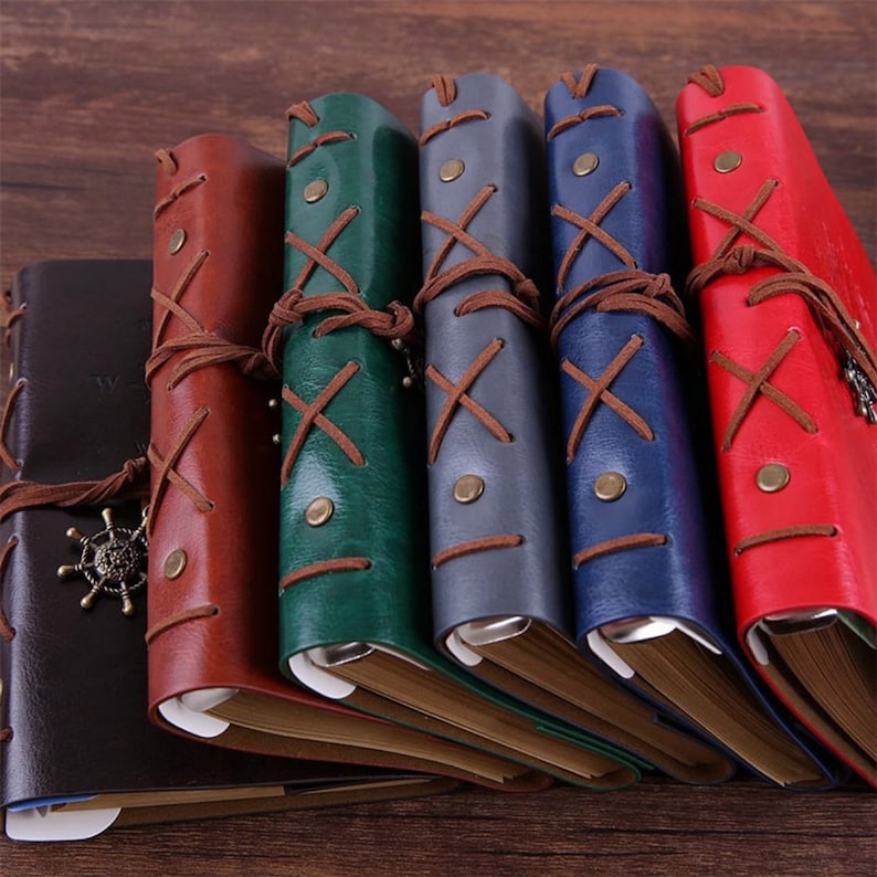 Vintage Pirate Anchors PU Leather Note Book Retro Spiral Notebook Diary ...