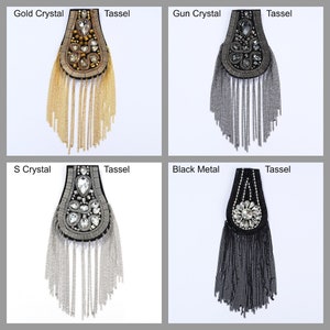 Only 1PC Decorative Shoulder Pad Jewelry Tassel Rhinestones Gold ...