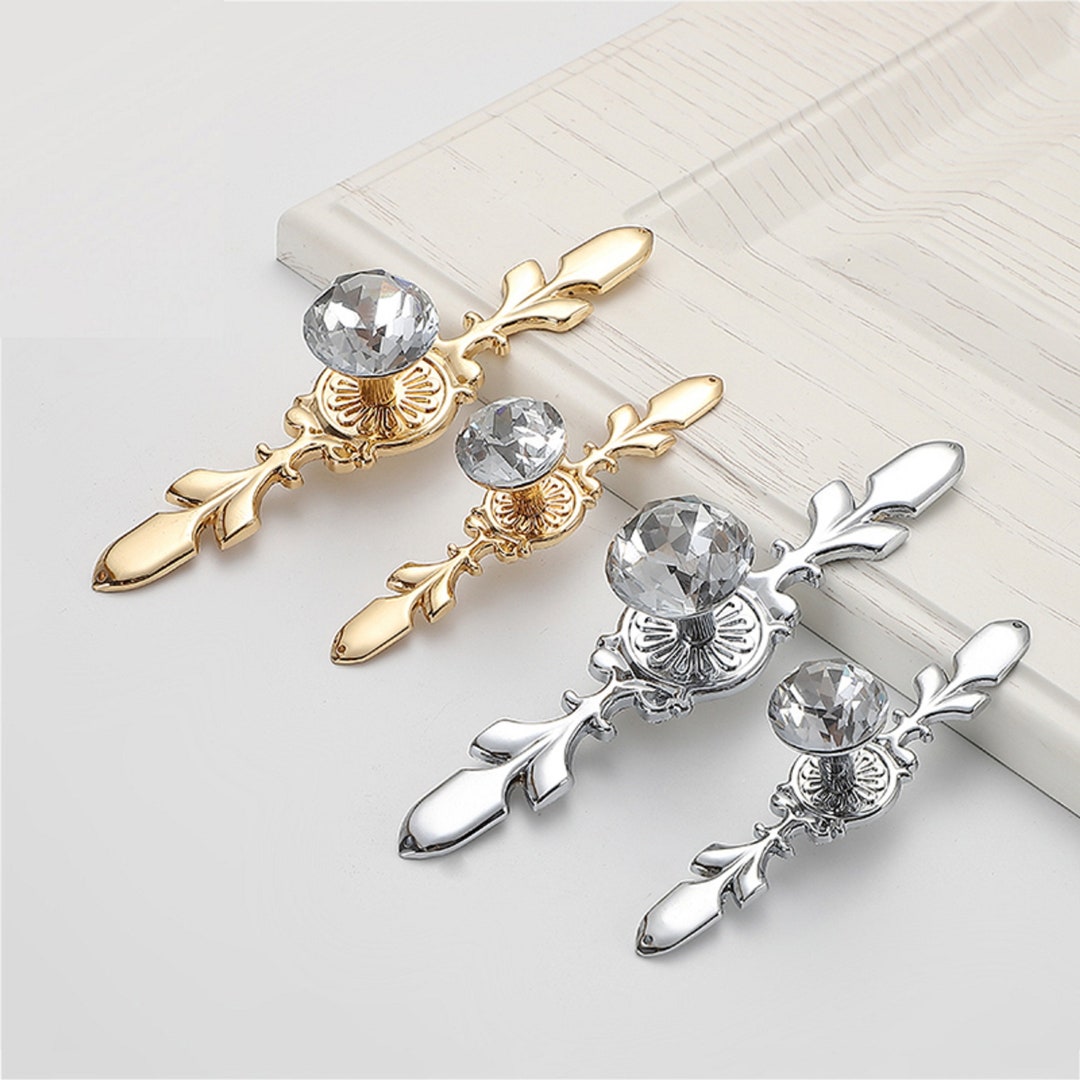 Luxury Diamond Gold Black Crystal Handles Shoebox Cabinet Handles ...