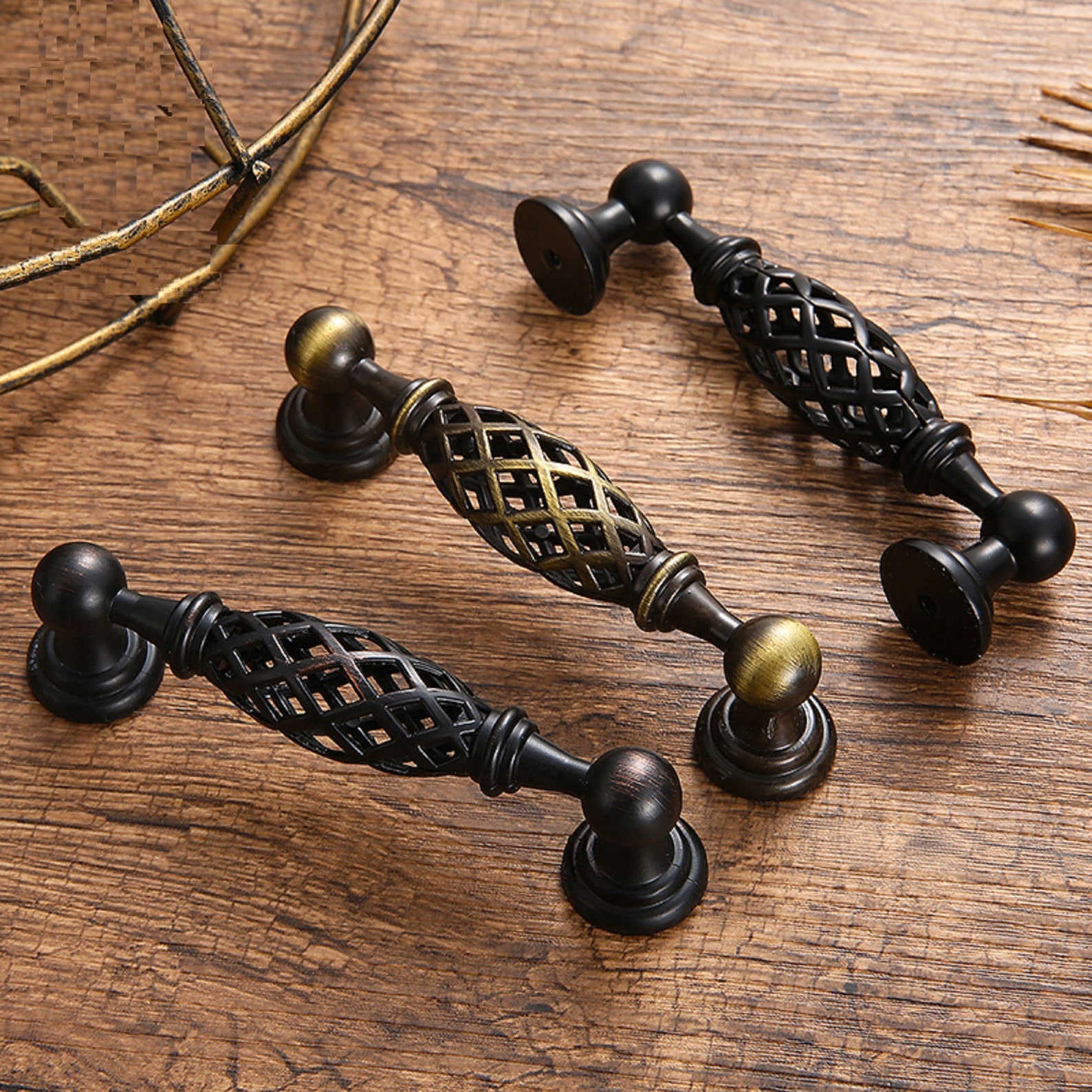 Bronze Vintage Antique Cabinet Handles Hollow Out Birdcage - Etsy