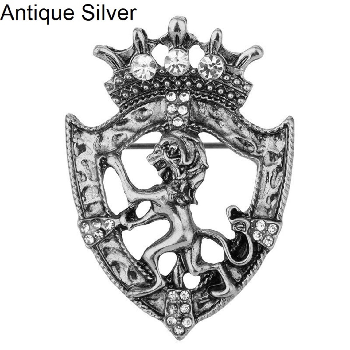 Retro Lion Crystal Brooch Pins Animal Crown Lapel Pin Corsage - Etsy