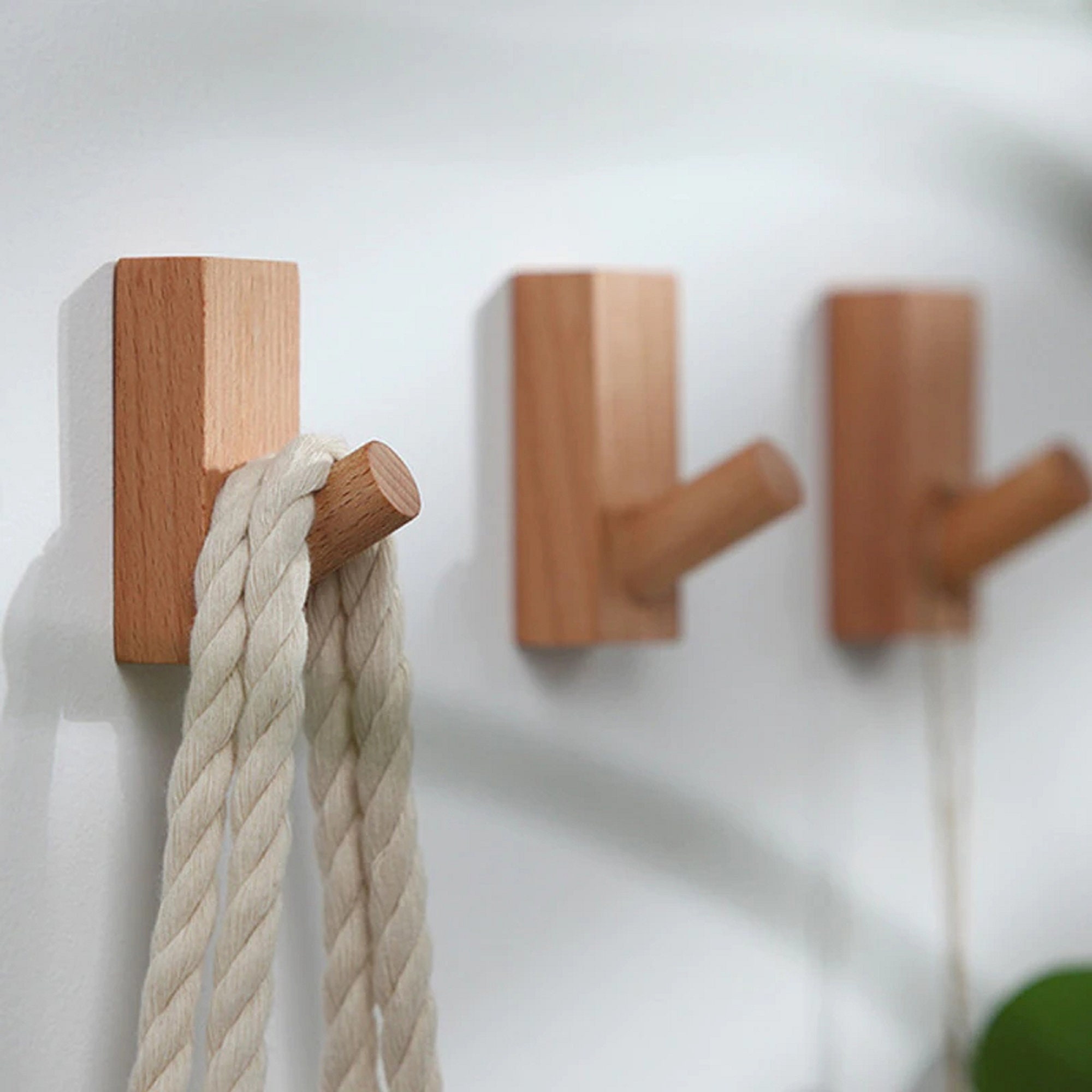 Natural Adhesive Wooden Coat Hook Back Door Hanger 3M Self - Etsy