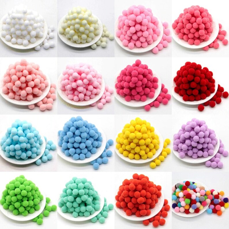 Mini Fluffy Pom Poms: Handmade Polyester Craft Supplies (8-30mm) - Etsy