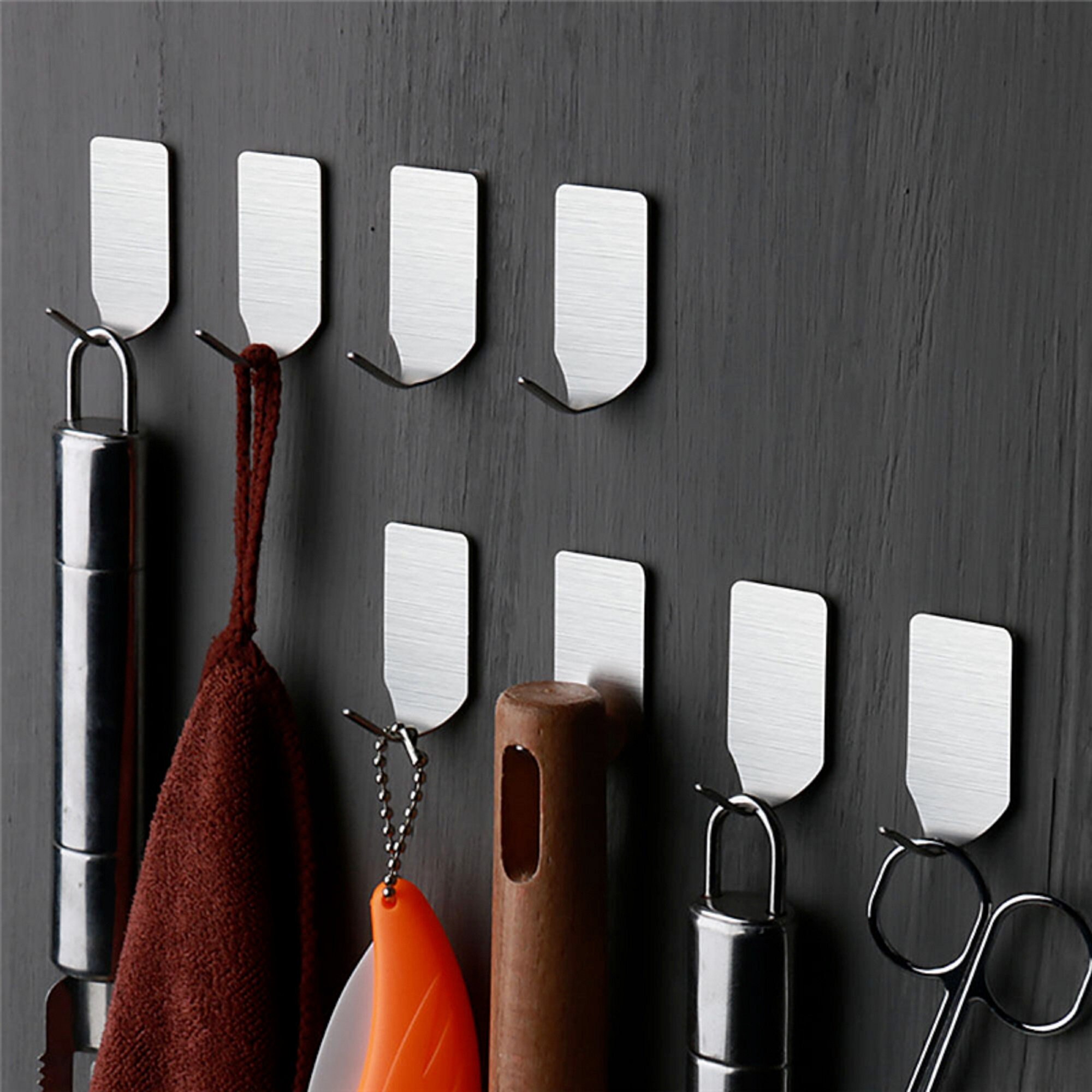 12pcs Steel Adhesive Hook Rack Stainless Steel Towel Hooks - Etsy
