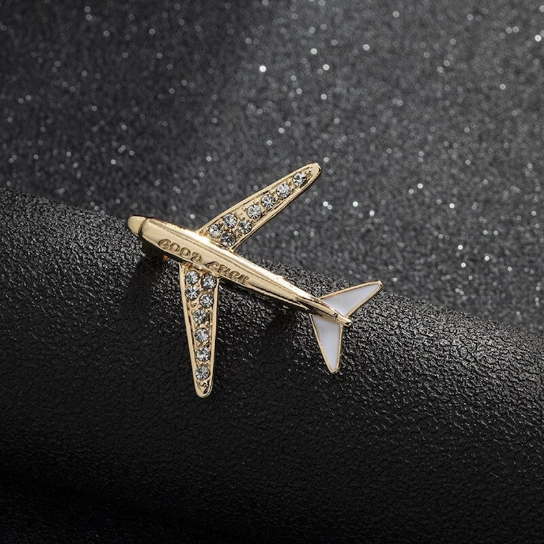 Crystal Airplane Brooch Pin Rhinestone Aircraft Lapel Pins and - Etsy