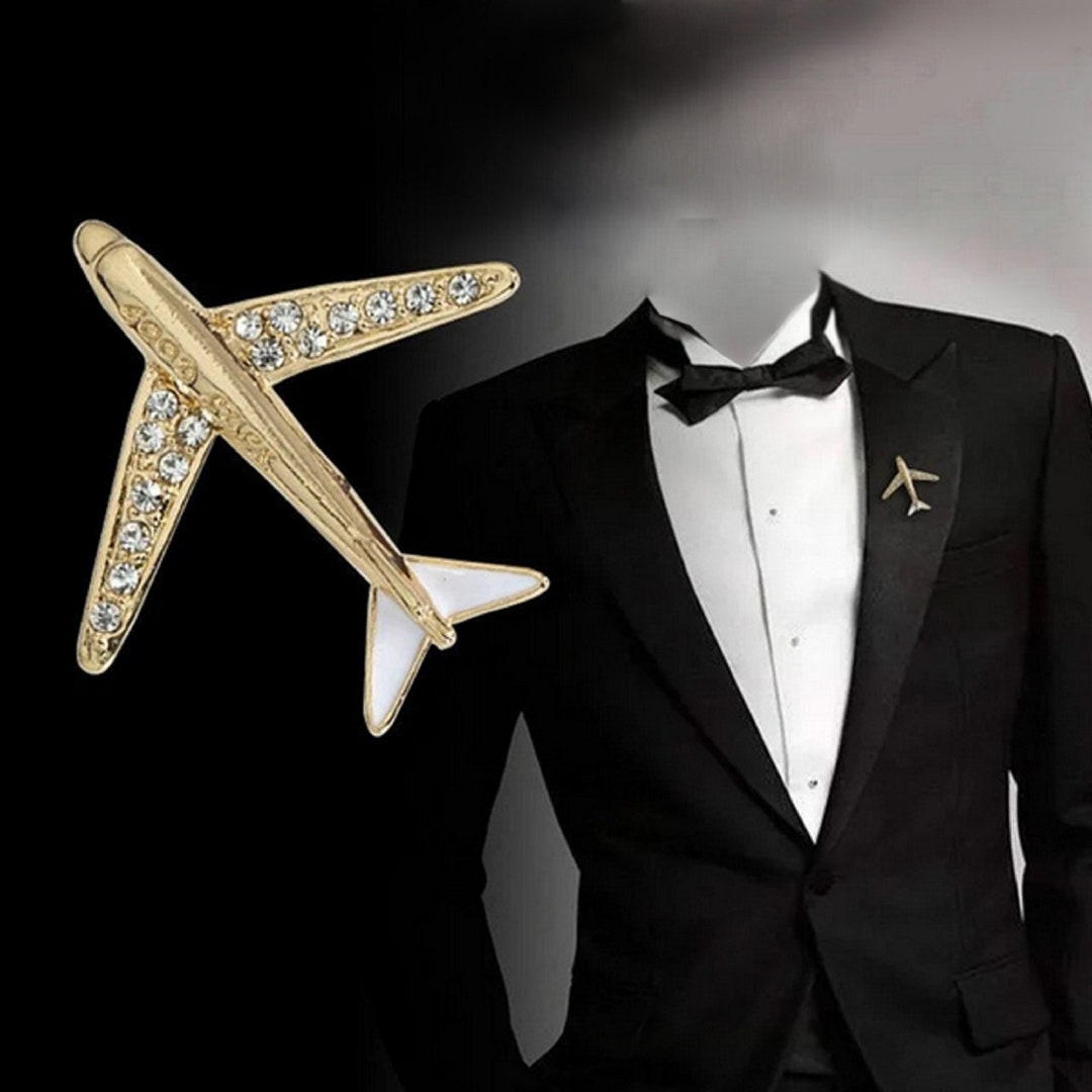 Crystal Airplane Brooch Pin Rhinestone Aircraft Lapel Pins and Brooches ...
