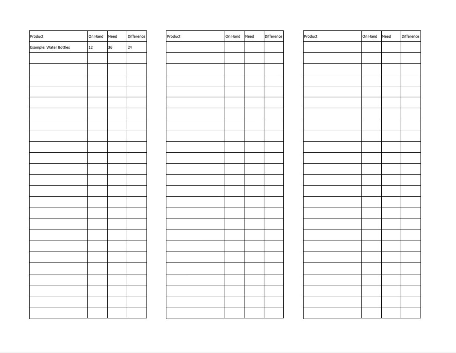 Blank Inventory Sheet - Etsy